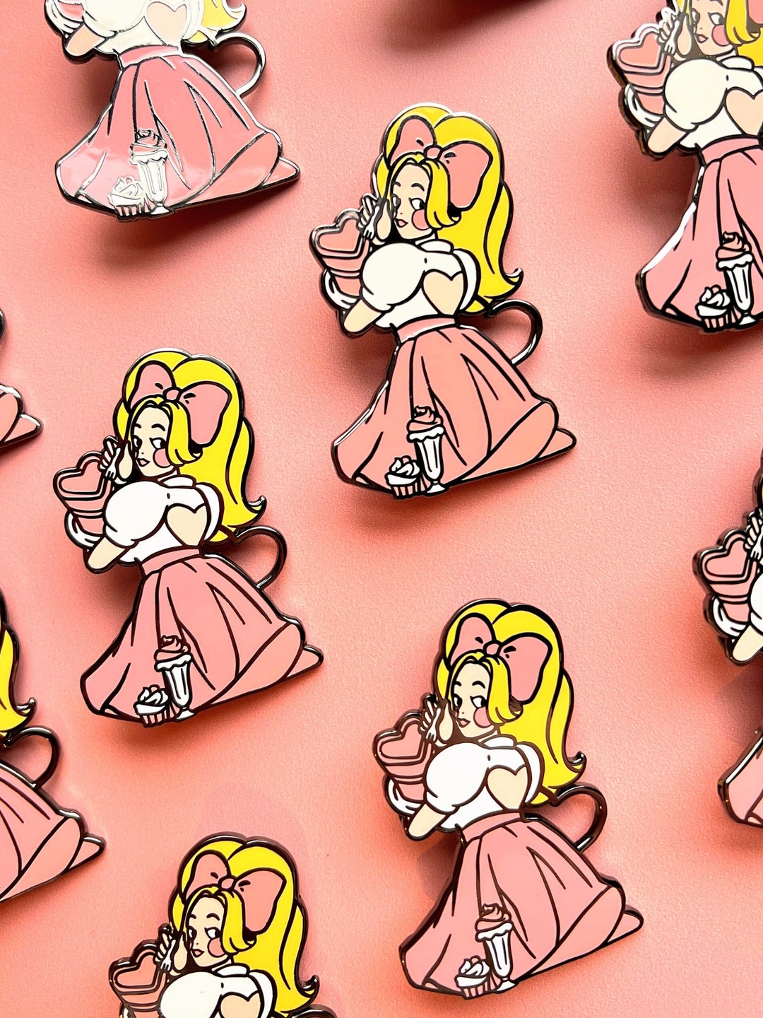 Pink Gluttony Girl Cake Enamel Pin - Etsy UK