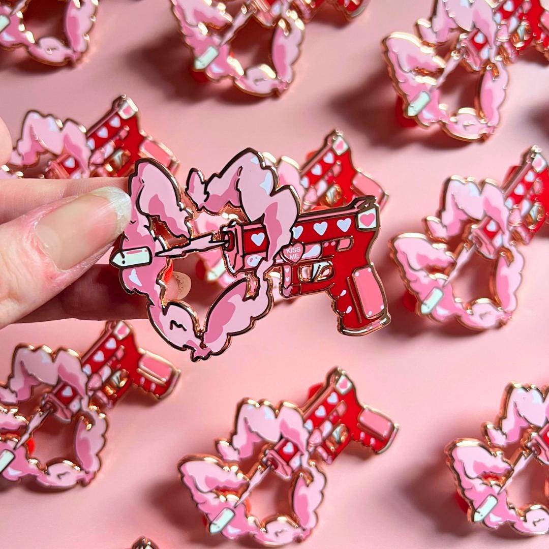 Pow Pistol Heart Eater Enamel Pin - Etsy