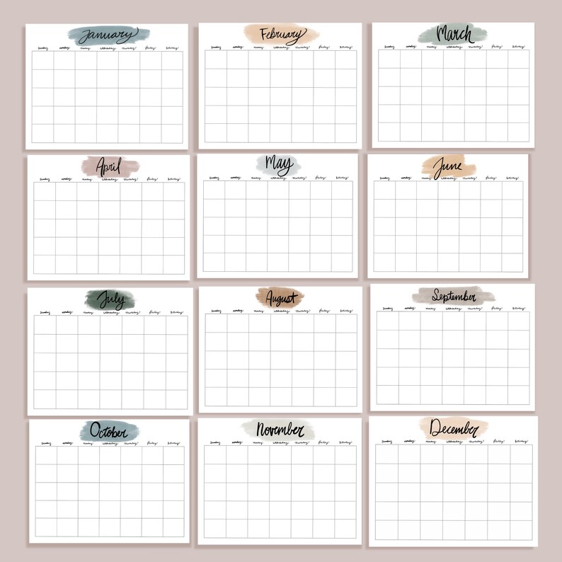 Simple Calendar Printable, Blank Monthly Calendar, 11 X 8.5in ...