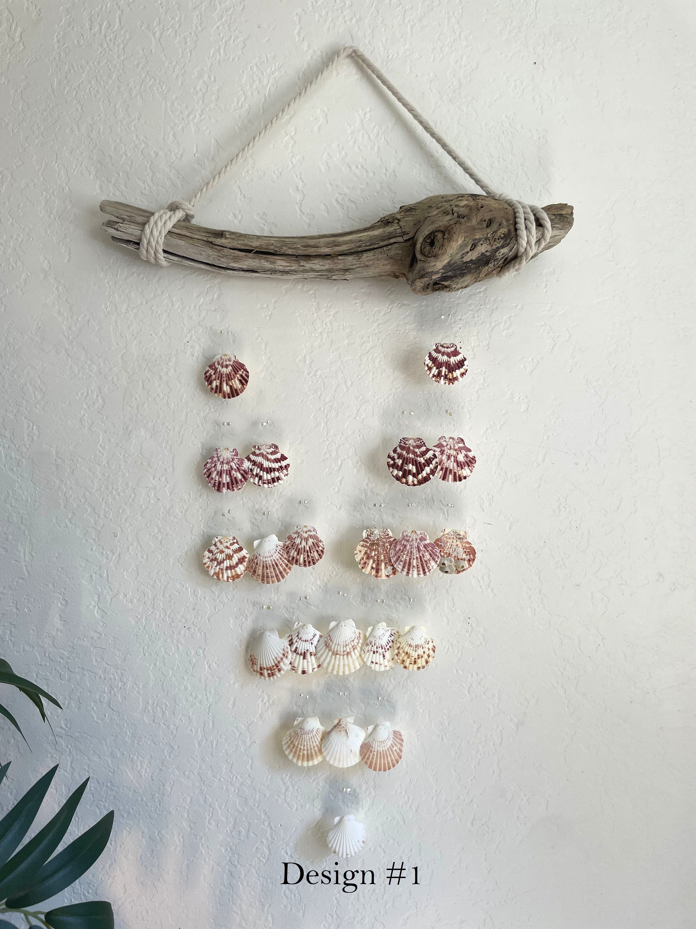 Seashell Driftwood Hanger Coastal Sea Shell Wall Hanging Seashell Craft ...