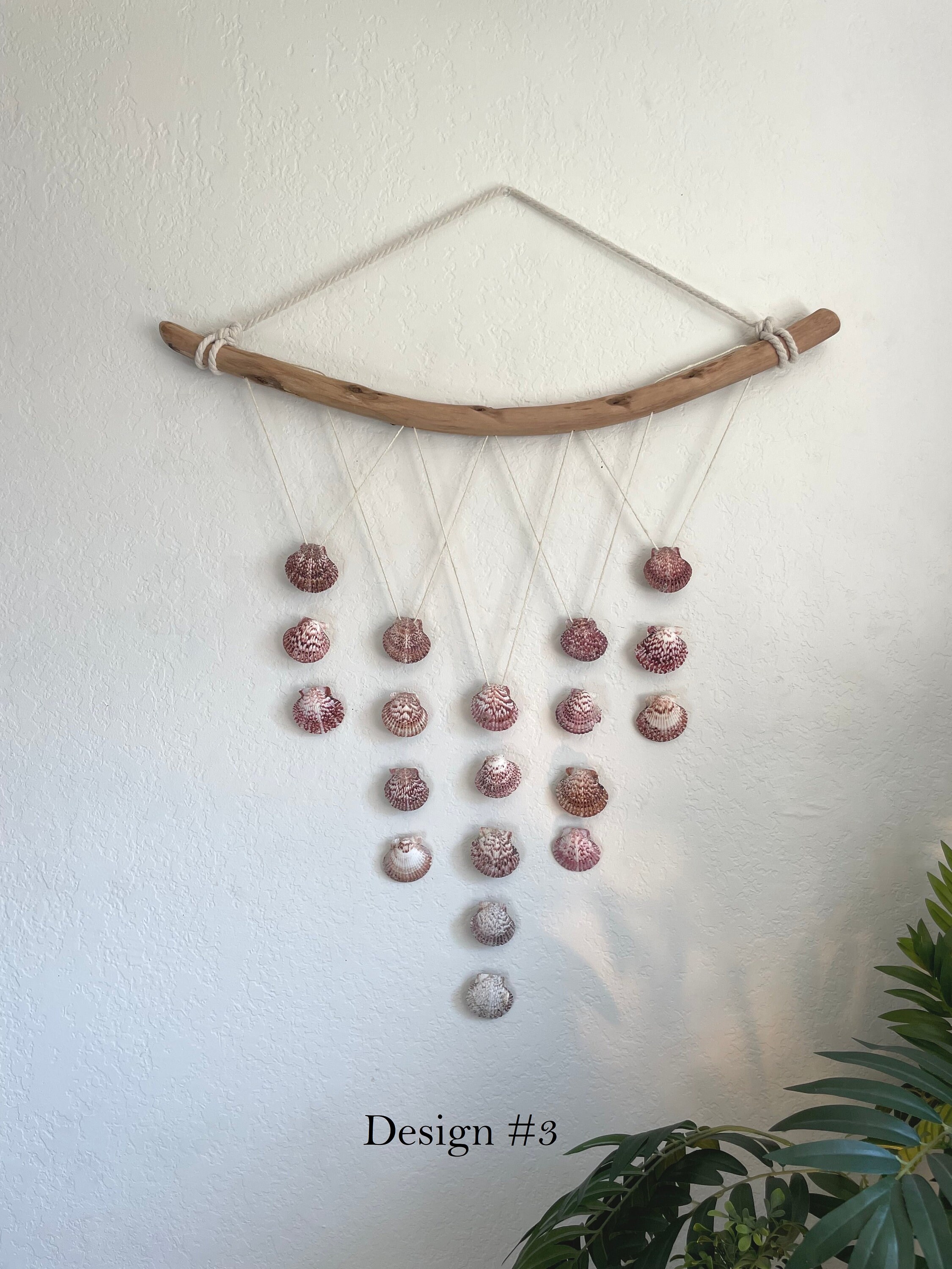 Seashell Driftwood Hanger, Coastal Sea Shell Wall Hanging, Seashell ...