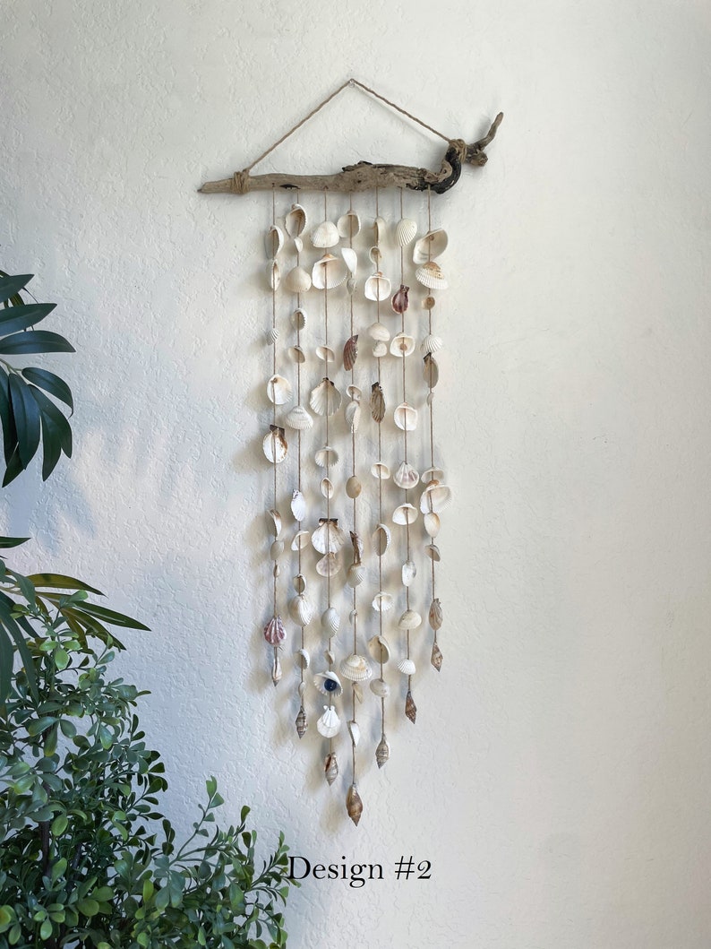 Seashell Driftwood Hanger Coastal Sea Shell Wall Hanging Seashell Craft ...