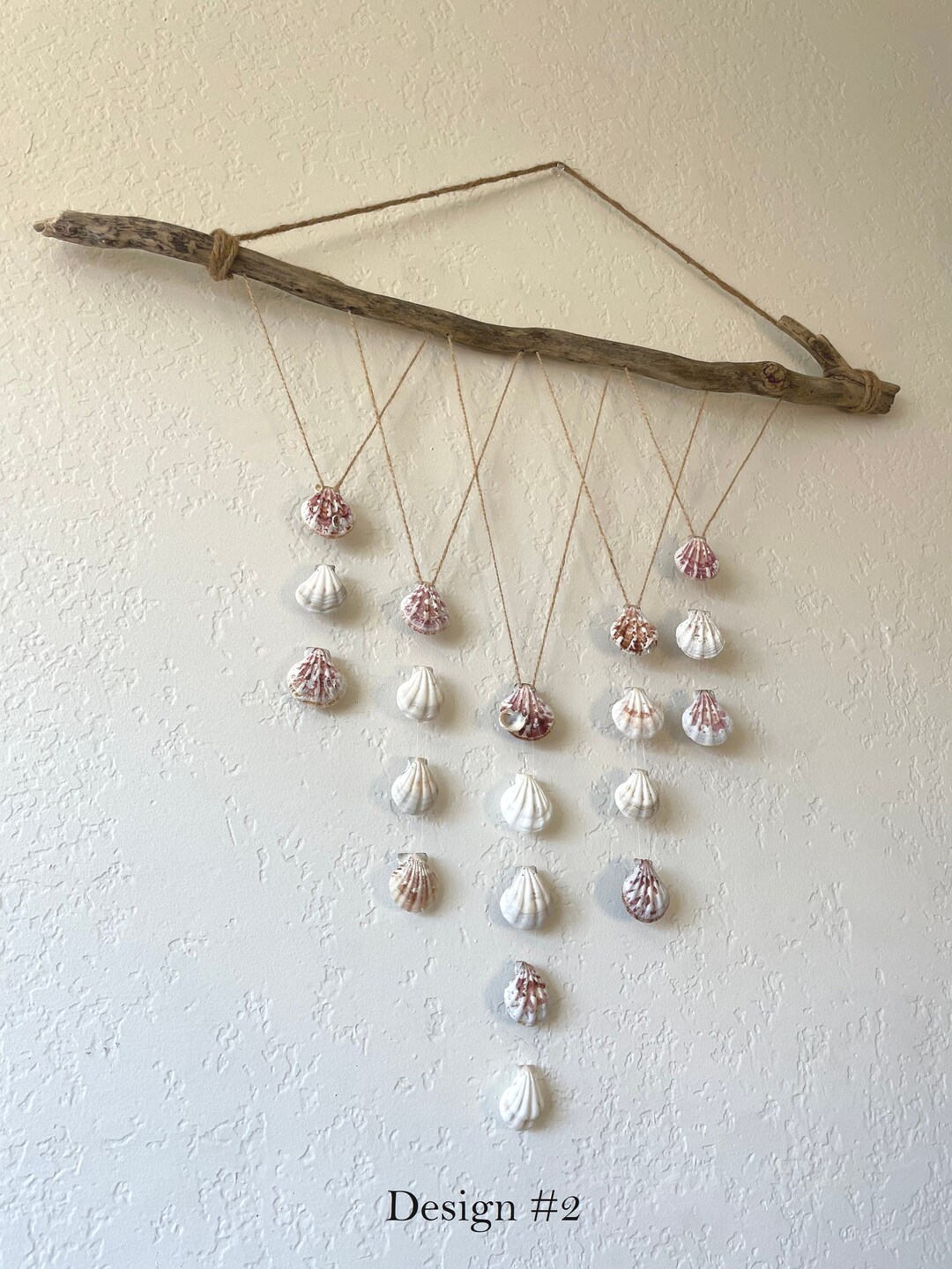 Seashell Driftwood Hanger, Coastal Sea Shell Wall Hanging, Seashell ...