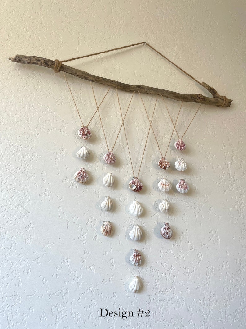 Seashell Driftwood Hanger, Coastal Sea Shell Wall Hanging, Seashell ...