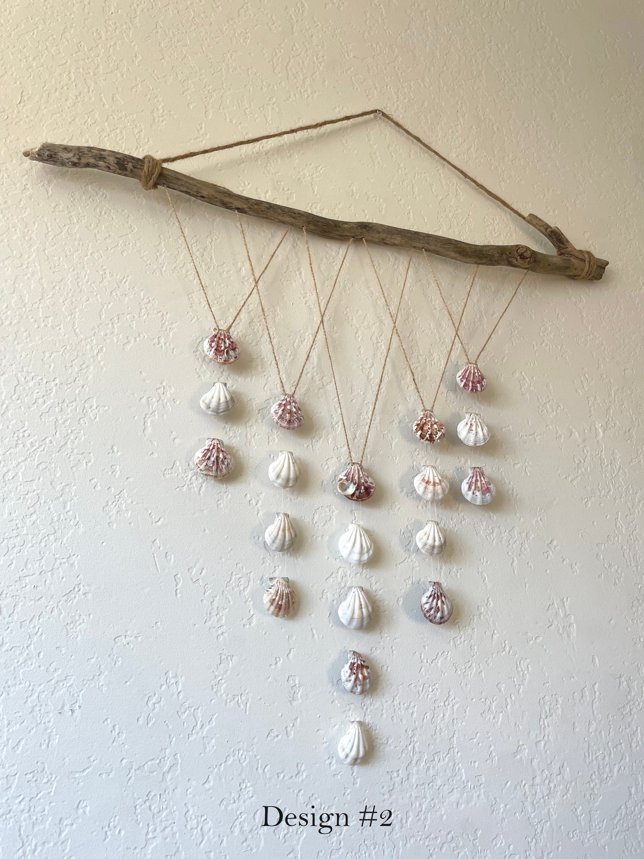 Seashell Driftwood Hanger, Coastal Sea Shell Wall Hanging, Seashell ...
