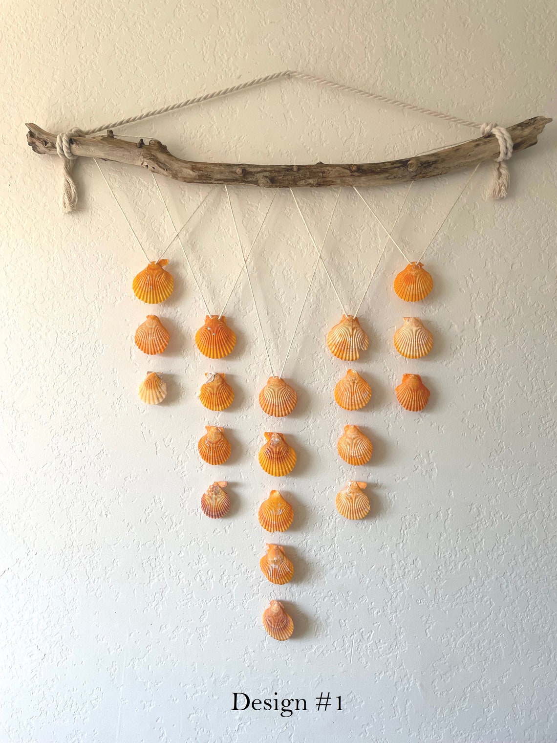 Seashell Driftwood Hanger, Coastal Sea Shell Wall Hanging, Seashell ...