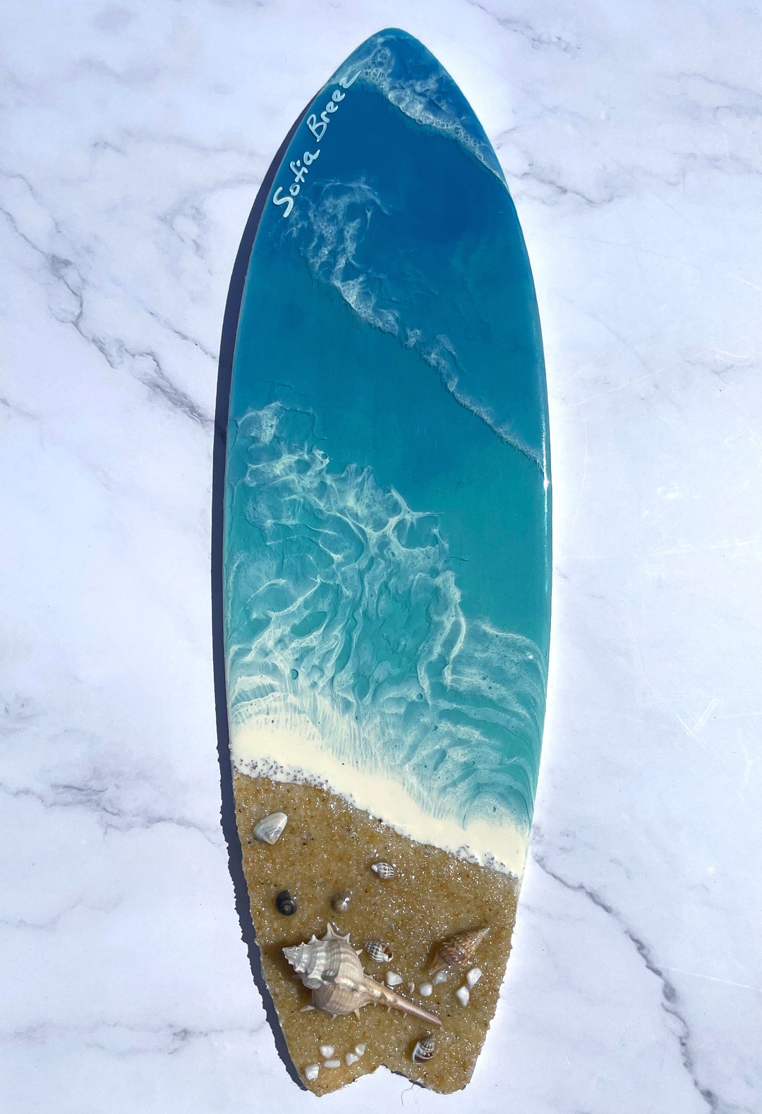 Resin Surfboard Ocean Art | Handmade Ocean Art | Ocean Waves Art ...