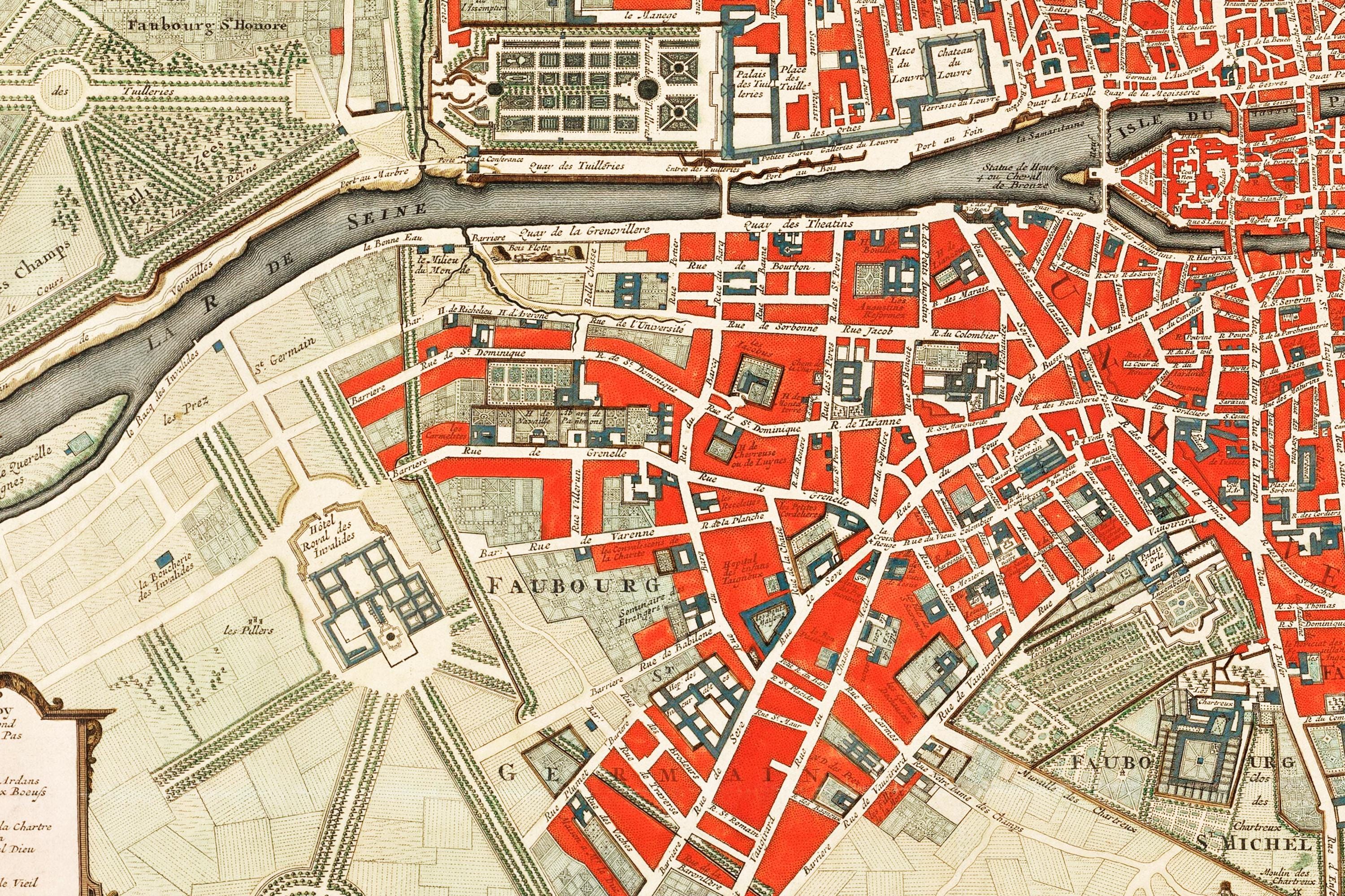 Antique Paris City Map Art: 18th Century French Poster (digital ...