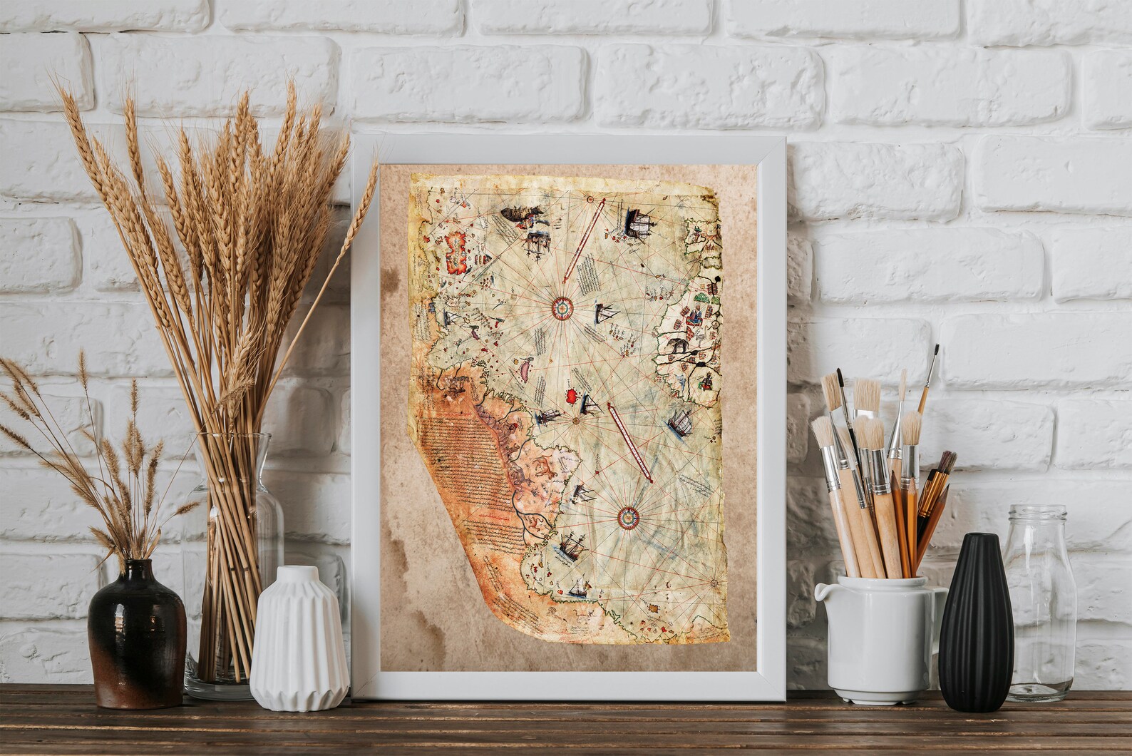 Piri Reis Map Digital Print, Old World Map 1st Map to Show Americas and ...