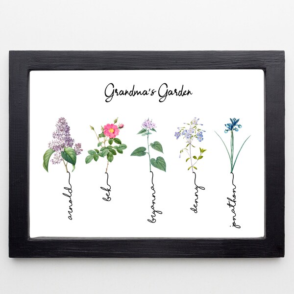 Birth Flowers and Name Stem Bouquet - Etsy