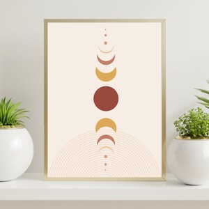 Moon Mid Century Modern Art Print Set of 3, Boho Moon Print Wall Decor ...