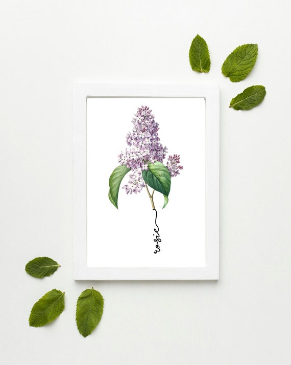 Custom Name and Birth Flower Print Personalized Single Name | Etsy