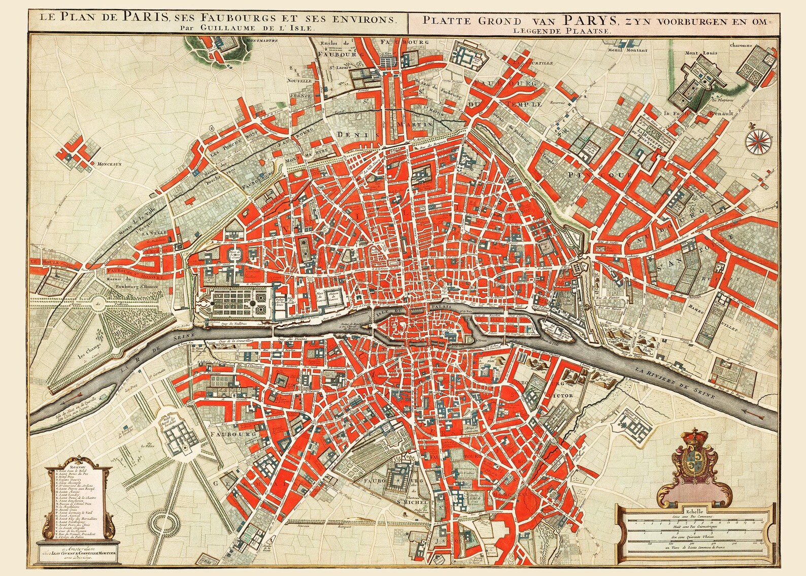 Antique Paris City Map Art: 18th Century French Poster (digital ...