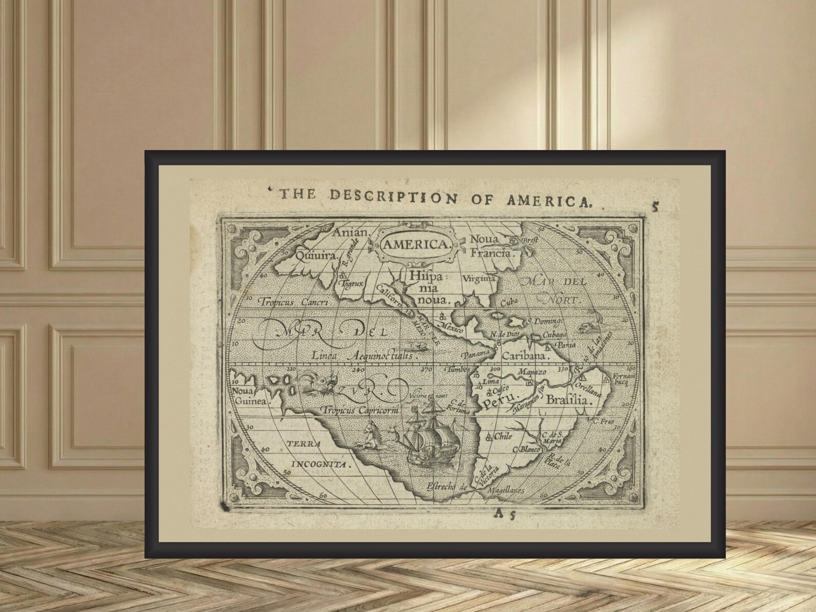 Vintage Ortelius Map of America - 16th Century New World Atlas Print ...