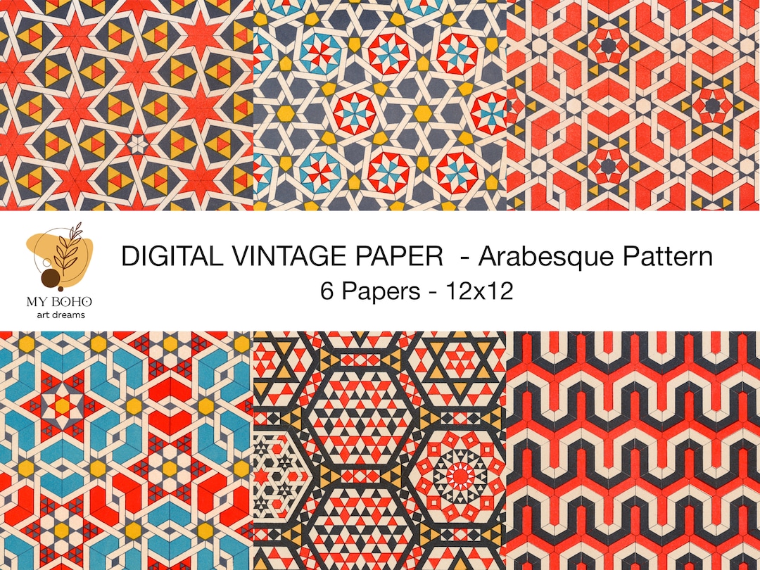 Vintage Arabesque Patterned Scrapbook Papers, Vintage Damask Patterned ...