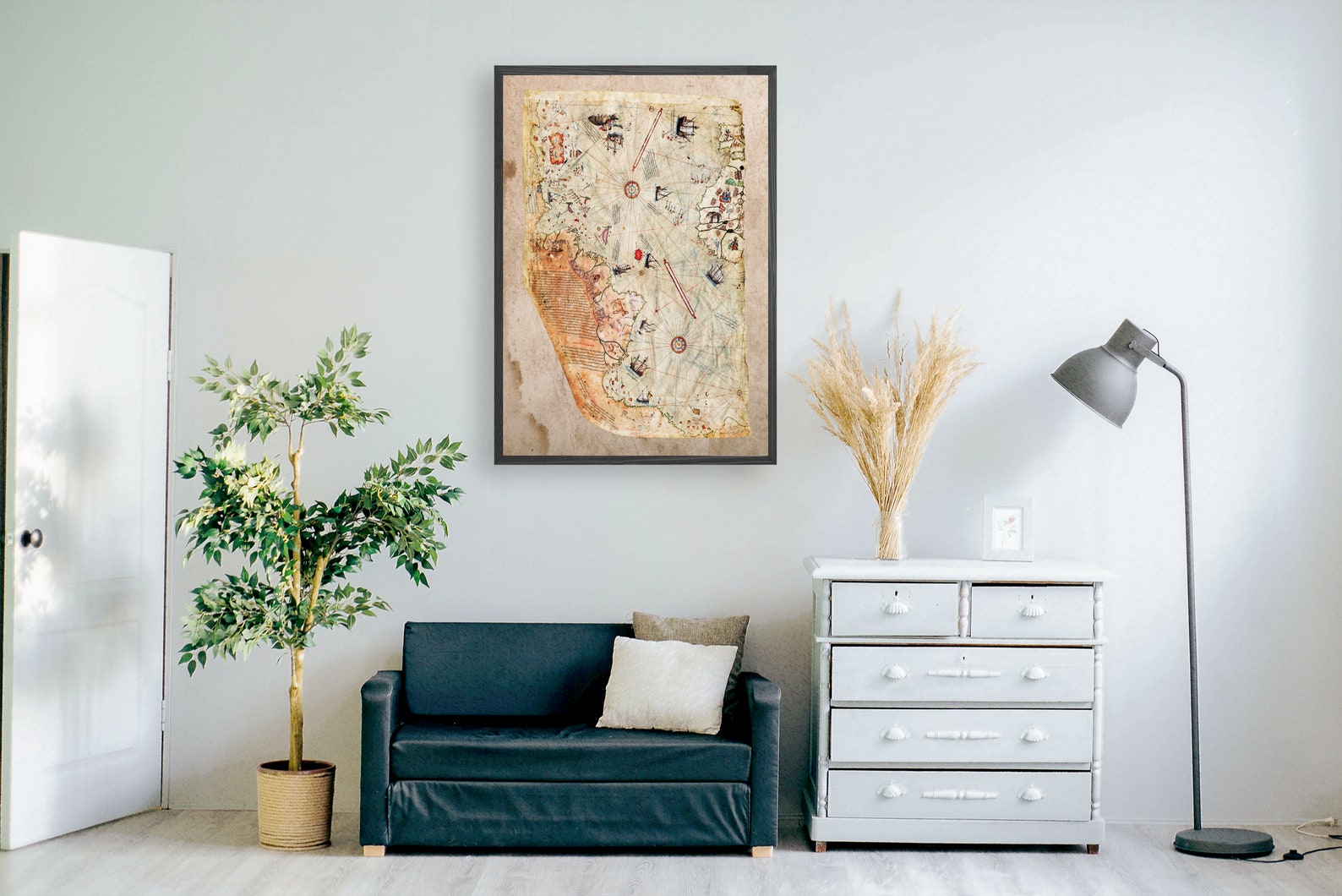 Piri Reis Map Digital Print, Old World Map 1st Map to Show Americas and ...