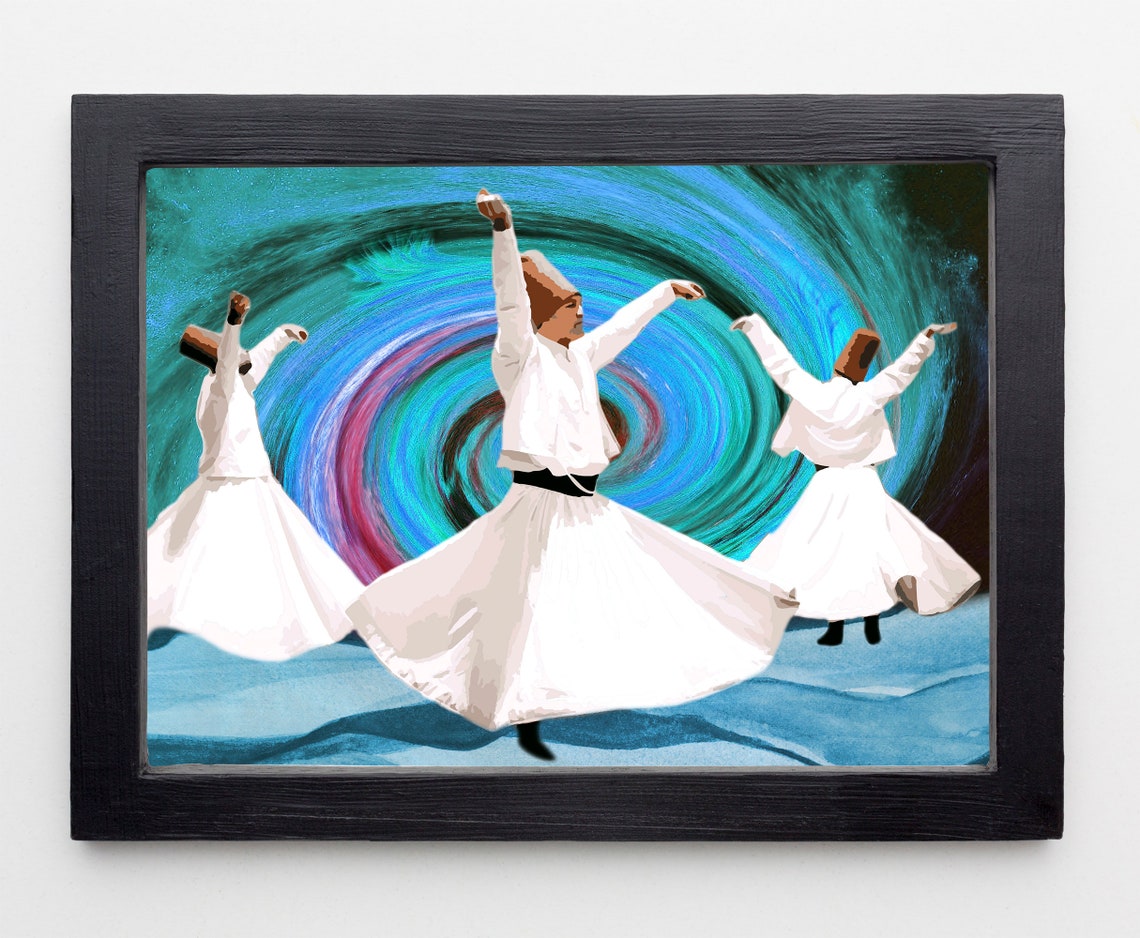 Sufi Art Whirling Dervish Rumi Wall Art, Spiritual Muslim Wall Art ...