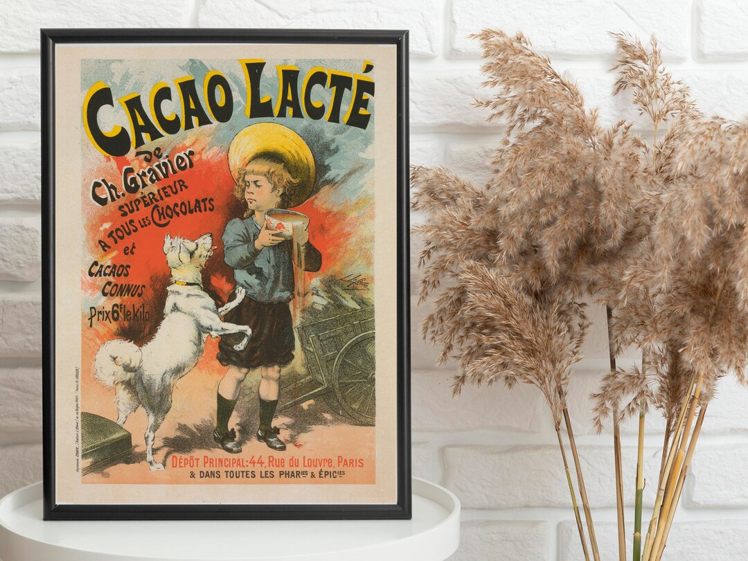 Cacao Lacte Art Nouveau Poster: French Advertising Print (digital ...