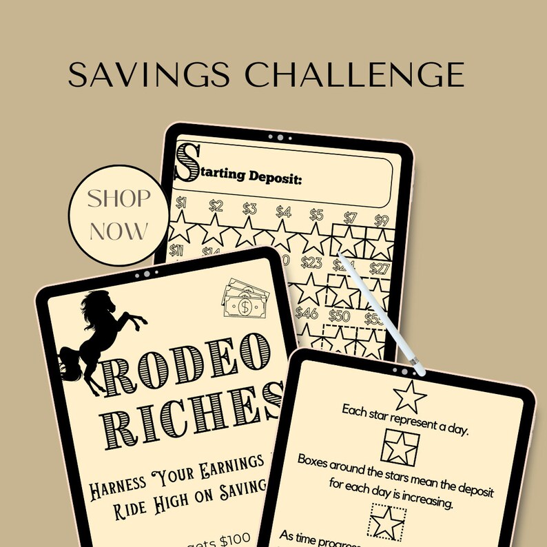 Rodeo Themed 30 Day Savings Challenge Save 100 in ONE Month Great for ...