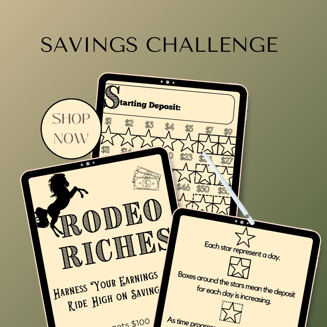 Rodeo Themed 30 Day Savings Challenge Save 100 in ONE Month Great for ...