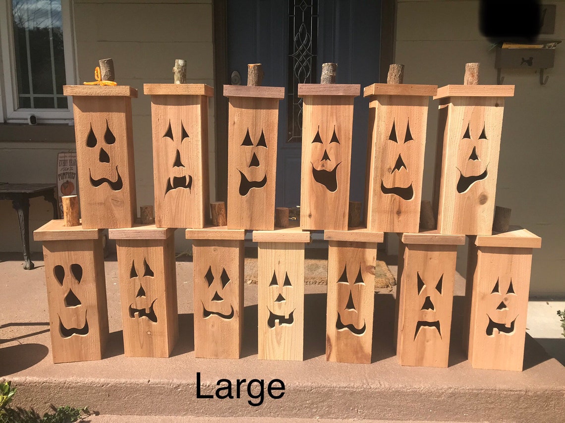 Set of Three Rustic Halloween Jack Olantern Pumpkins With Tea - Etsy