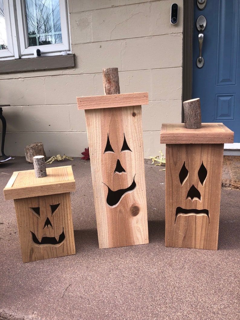 Set of Three Rustic Halloween Jack Olantern Pumpkins With Tea - Etsy