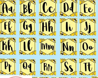 Bee & Honey Themed Alphabet Letter Set - Teaching Decor - Etsy