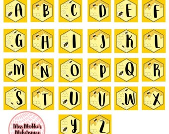 Bee Themed Alphabet Letter Set Teacher Decor | Etsy
