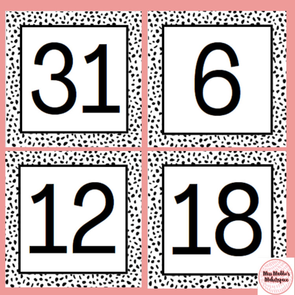 Speckled Dots Calendar Number Set Teacher Decor - Etsy