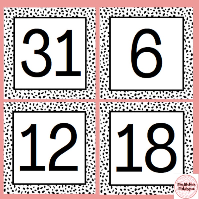 Speckled Dots Calendar Number Set Teacher Decor - Etsy