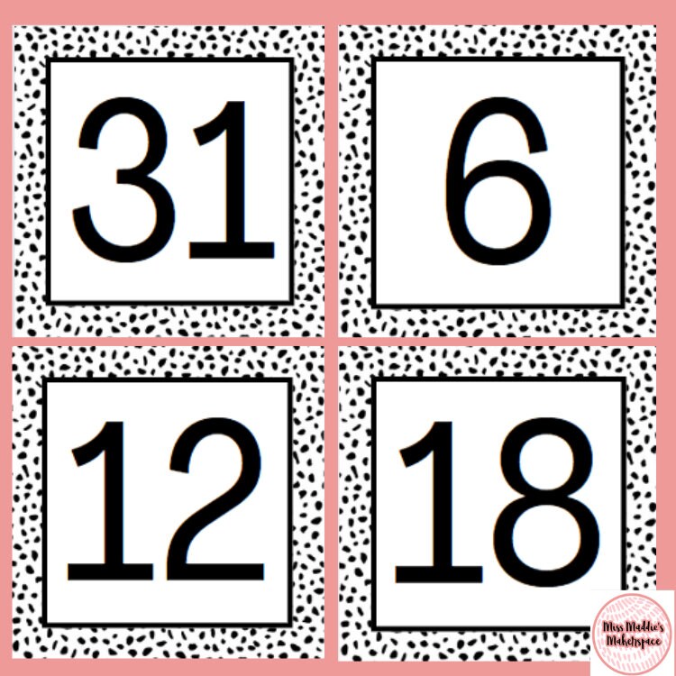 Speckled Dots Calendar Number Set Teacher Decor - Etsy