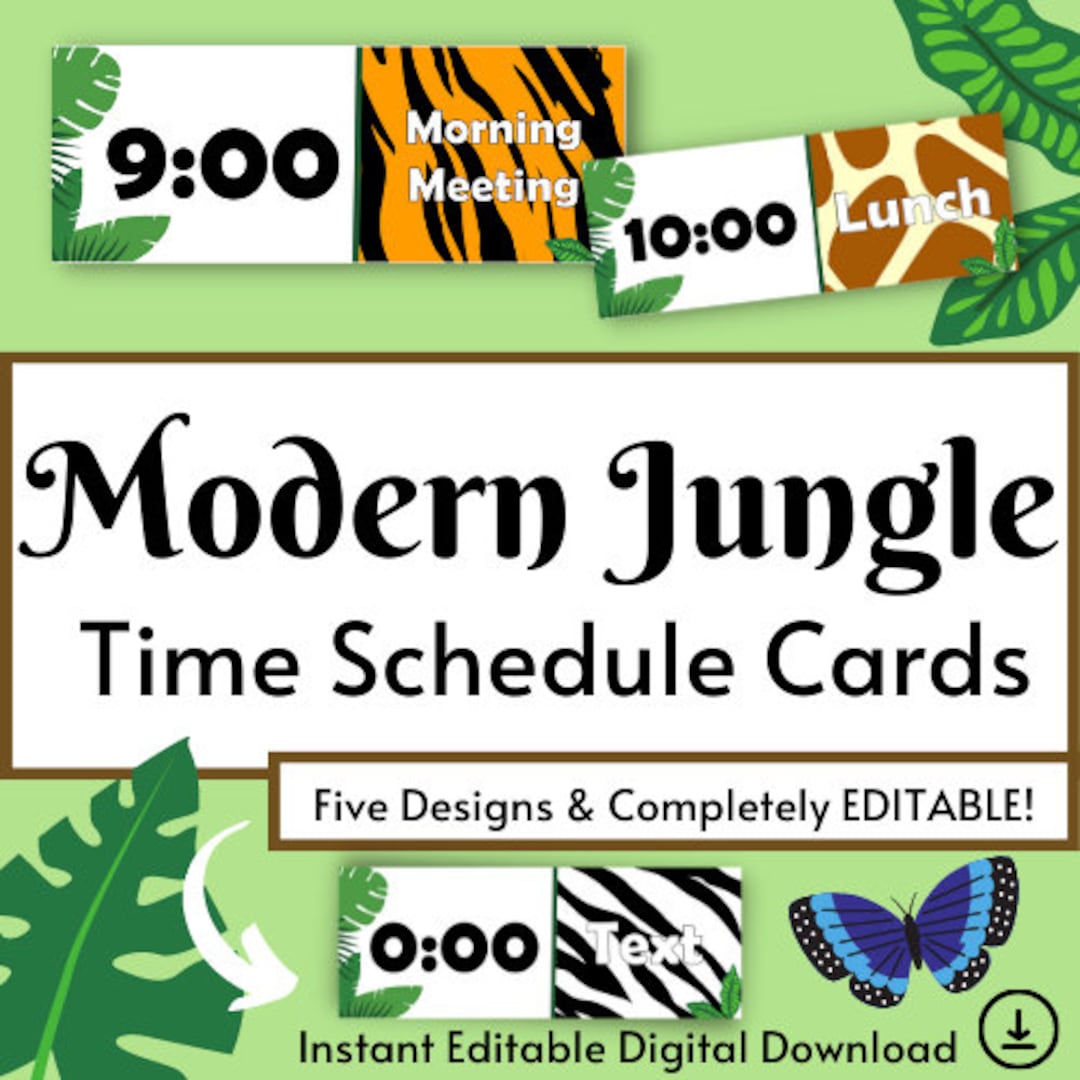 Modern Jungle Schedule Time Cards Classroom Decor - Etsy Canada