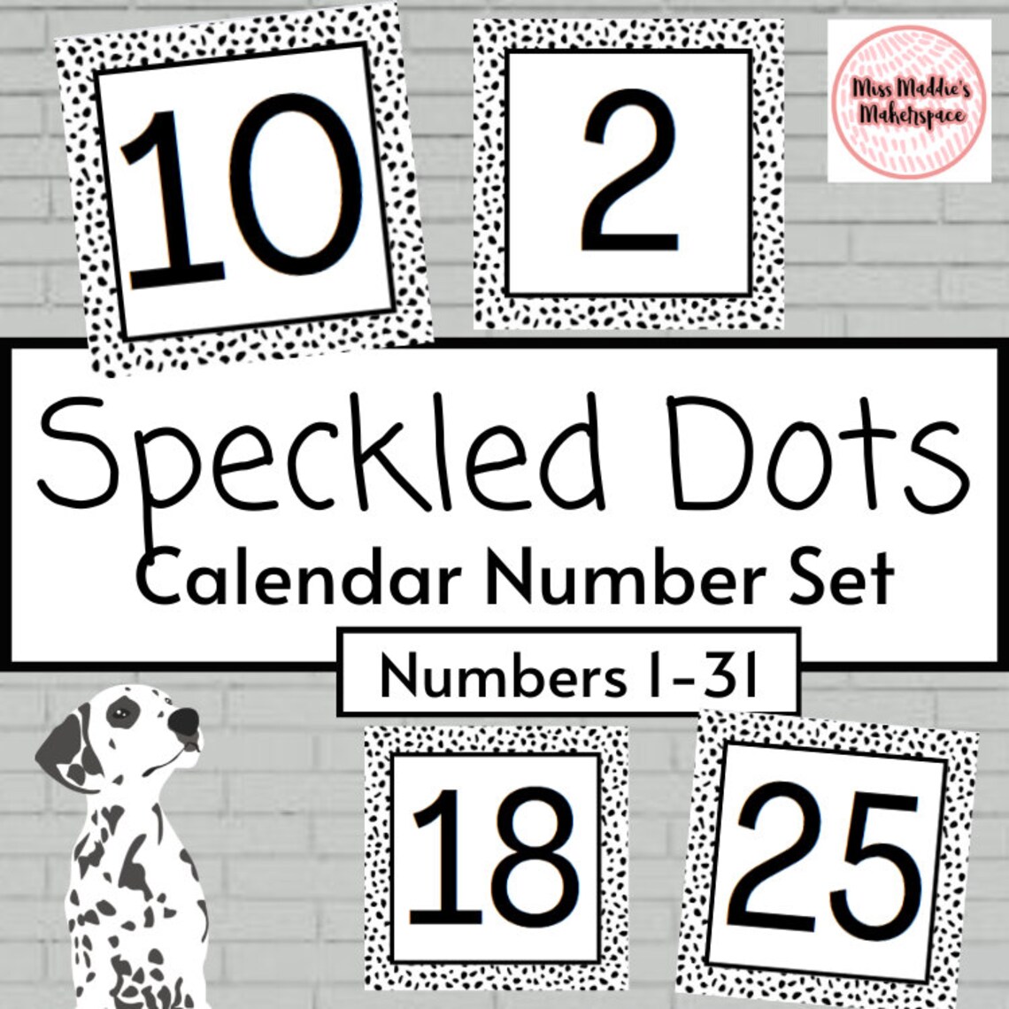 Speckled Dots Calendar Number Set Teacher Decor - Etsy