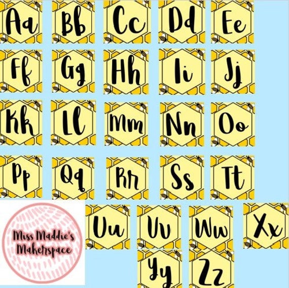 Bee Themed Alphabet Letter Set Teacher Decor | Etsy