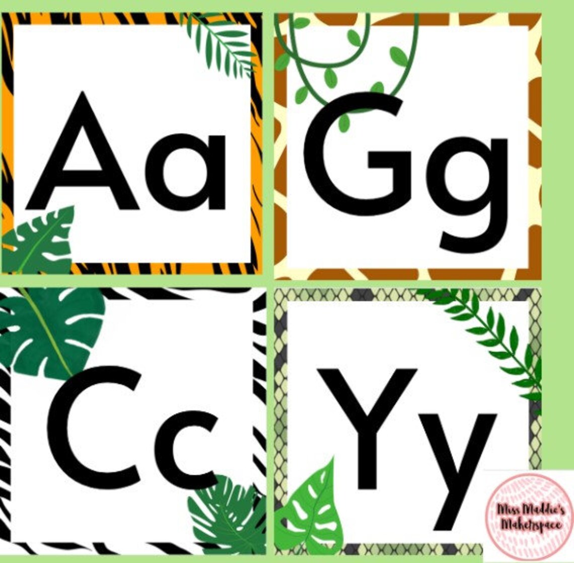 Modern Jungle Alphabet Letter Set Classroom Decor - Etsy