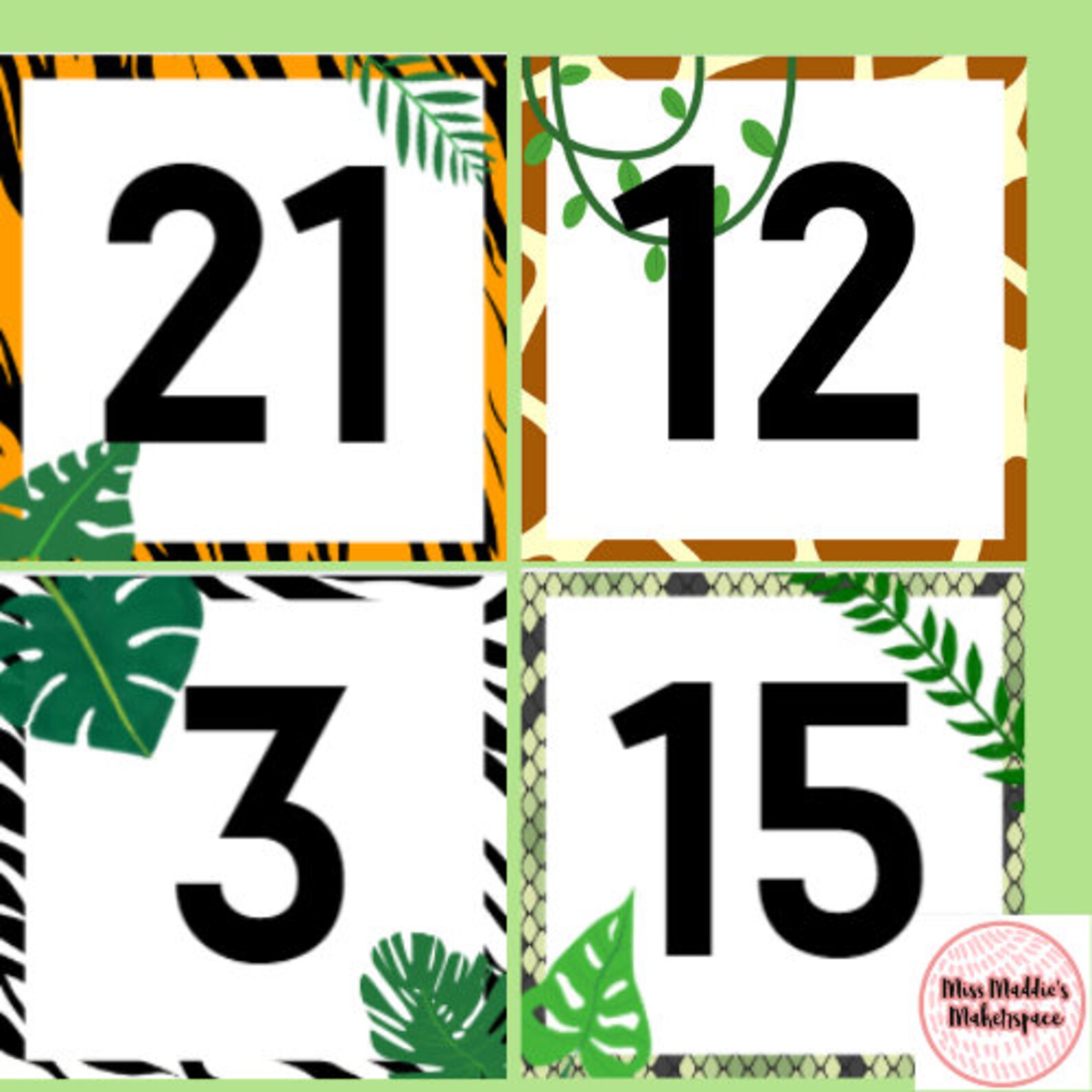 Modern Jungle Calendar Number Set 1-31 Multiple Designs - Etsy