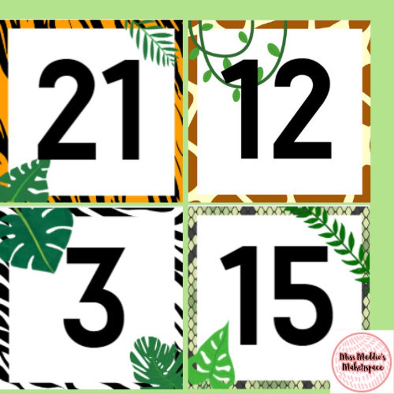 Modern Jungle Calendar Number Set 1-31 Multiple Designs - Etsy