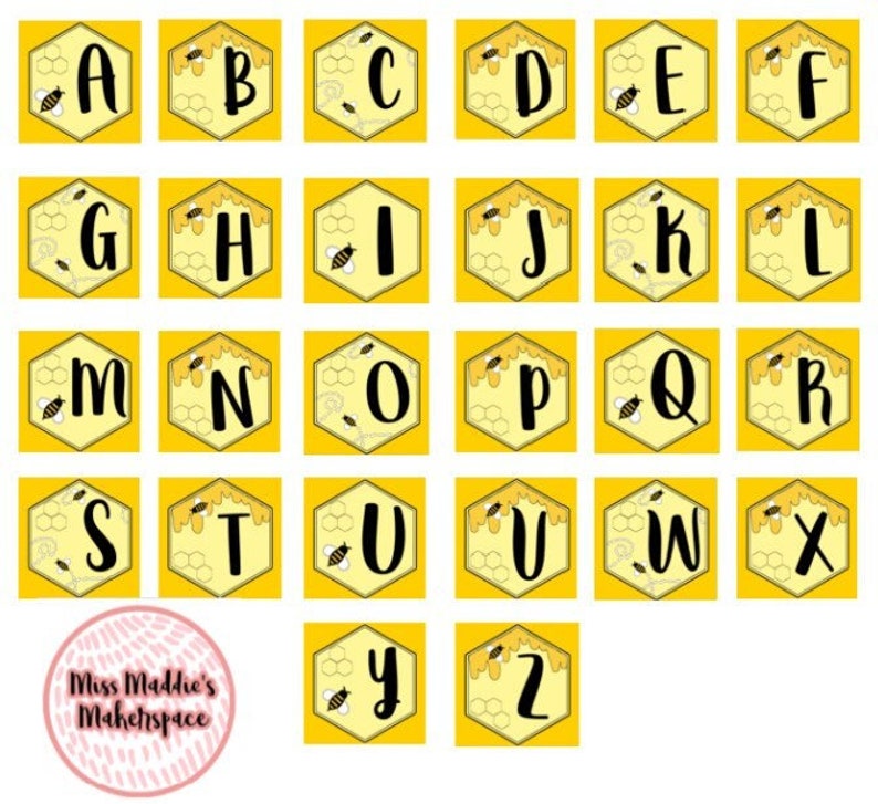 Bee & Honey Themed Alphabet Letter Set - Teaching Decor - Etsy