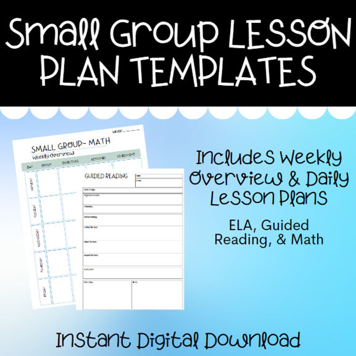 Small Group Lesson Plan Templates- Weekly & Daily- ELA, Math, Guided ...