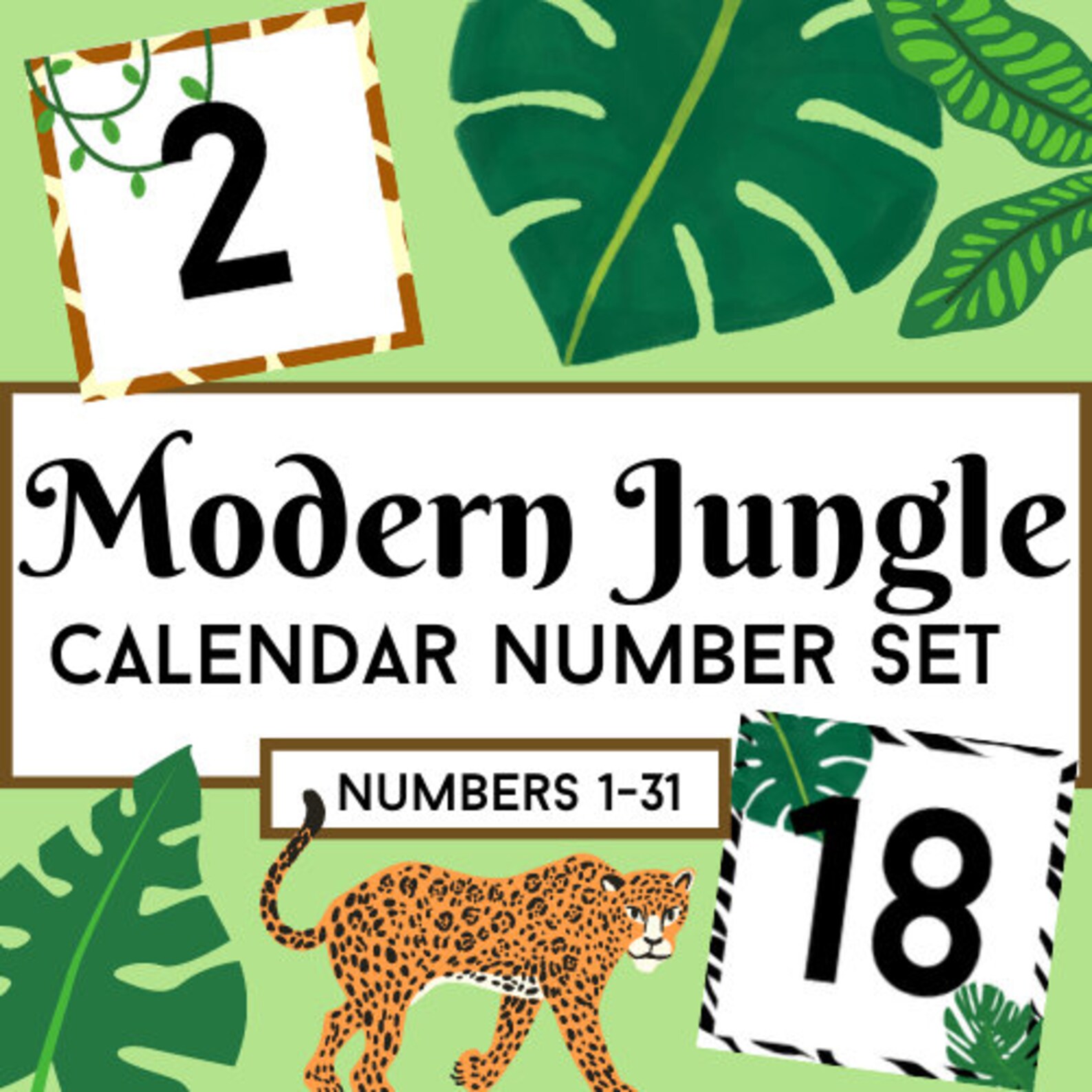 Modern Jungle Calendar Number Set 1-31 Multiple Designs - Etsy