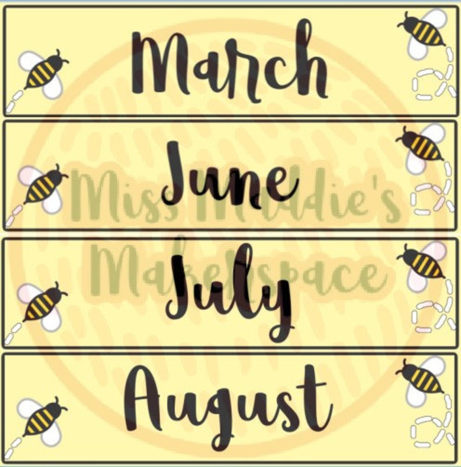 Bee Themed Month Signs-teacher Decor - Etsy