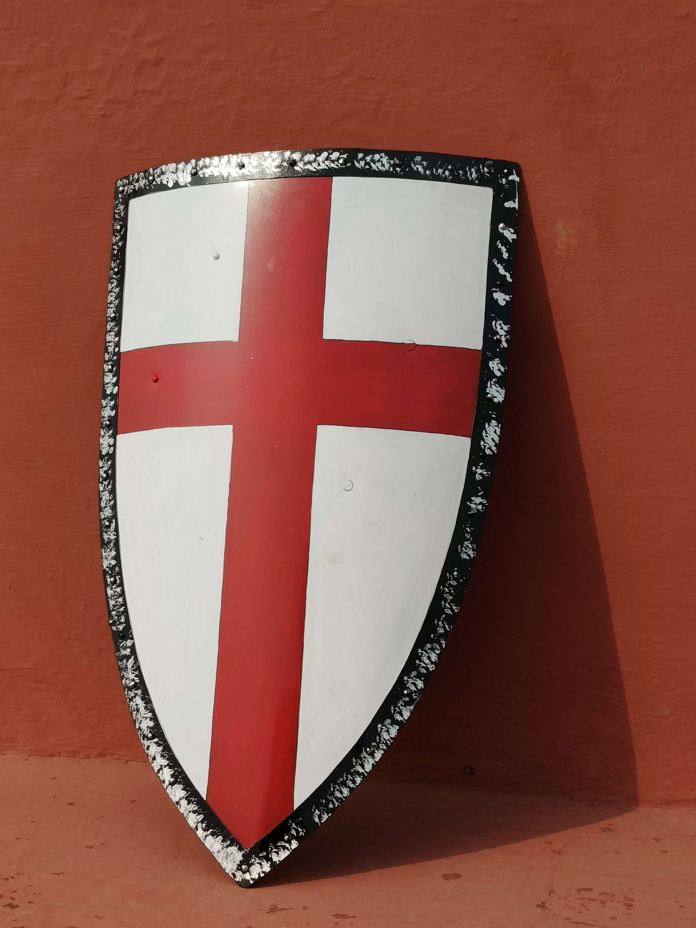 Handcraft Medieval Knight Cross Xmass Temper Shield Armor White Heater ...