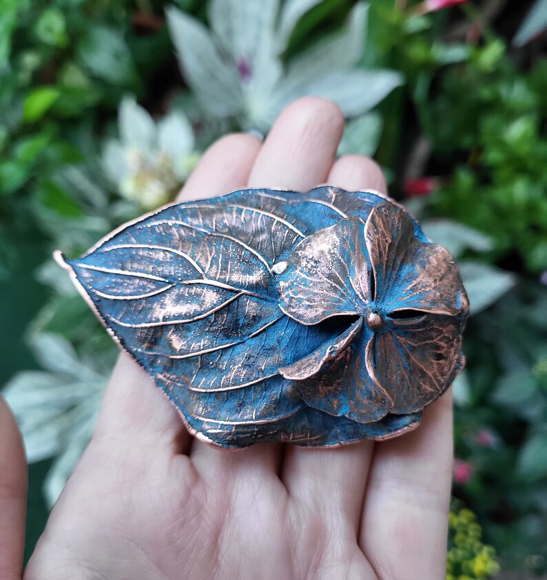 Electroformed Copper Hair Clip: Botanical Leaf & Flower Hair Accessory ...