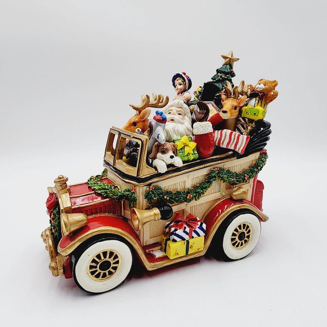 Fitz and Floyd 2002 Musical Santa Mobile Car Plays We Wish You A Merry ...