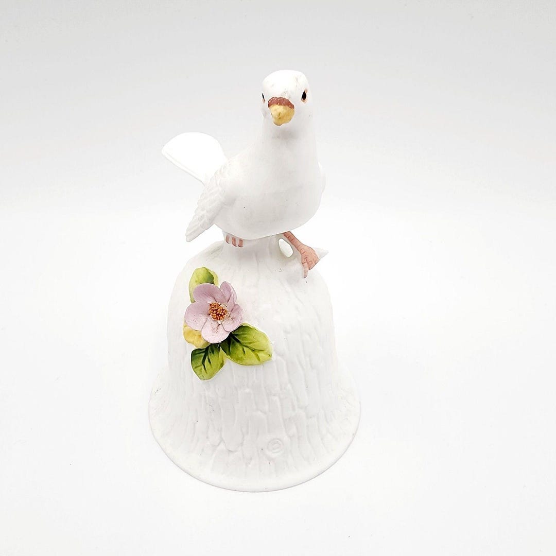 Towle Fine Bone China White Dove Bird Flower Hand Bell - Etsy