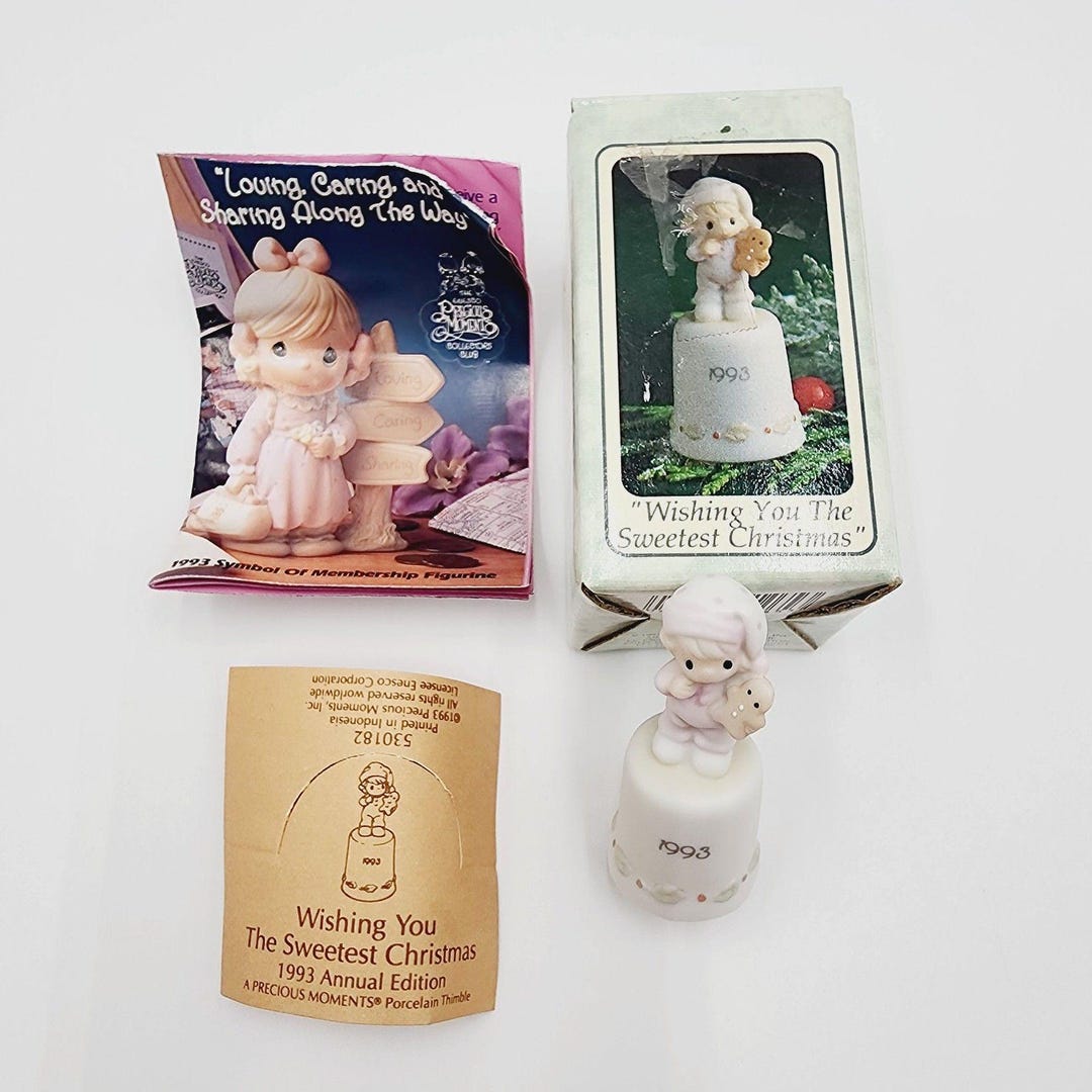 Enesco Precious Moment 1993 Wishing You the Sweetest Christmas Figurine ...