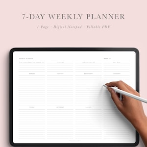 Week on One Page With Note | 7-day Weekly Planner for iPad and Tablet ...