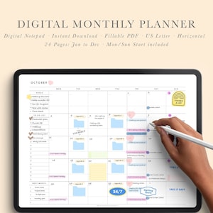 Digital Monthly Productivity Planner for Work and Life | Month at a ...