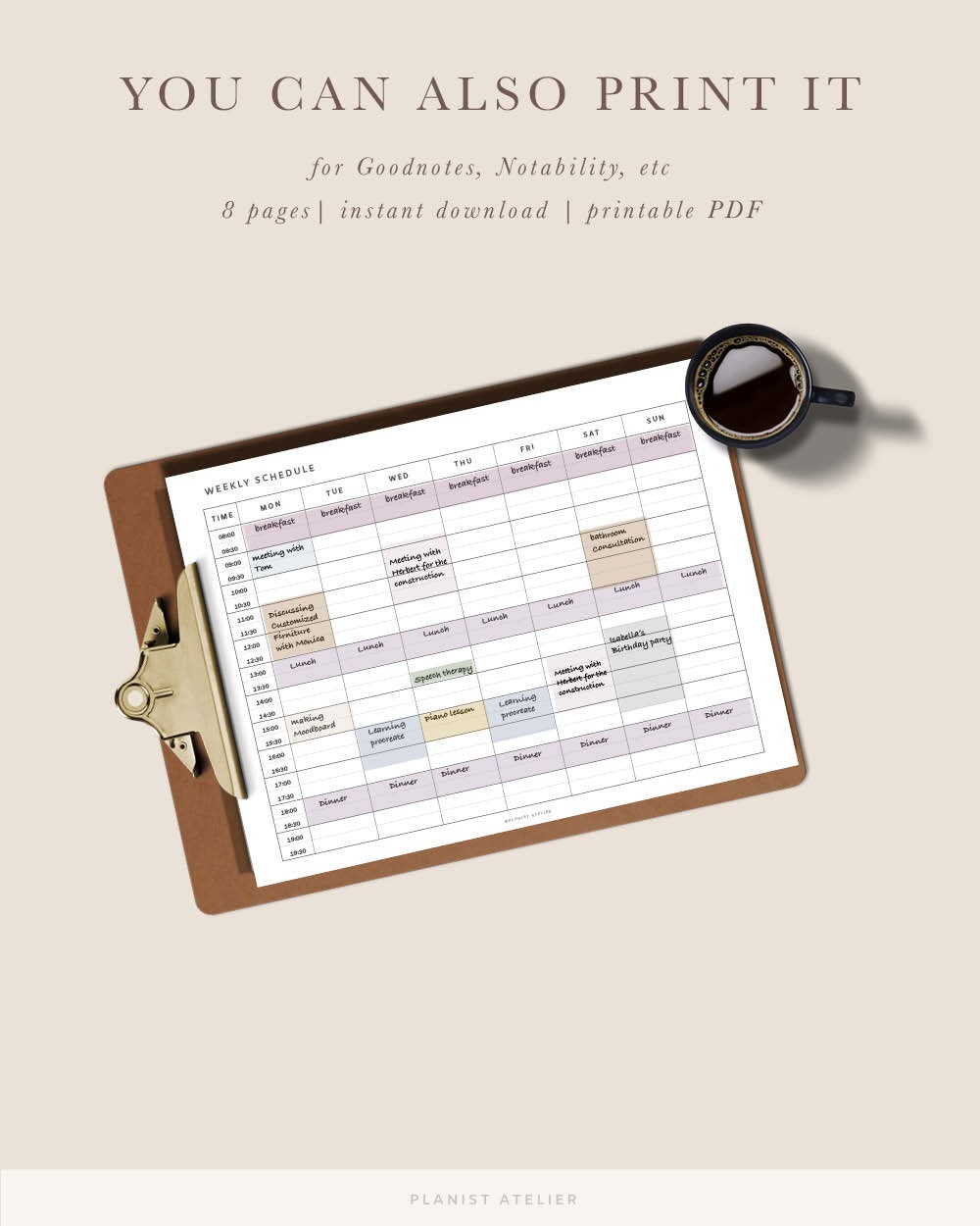 Weekly Schedule Pages for Ipad or Tablet Weekly Planner - Etsy