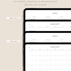 2023 Dated Month at a Glance for iPad and Tablet | 2023 Calendar ...
